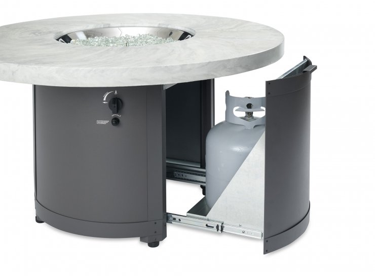 White Onyx Beacon Chat Height Gas Fire Pit Table – Steepleton