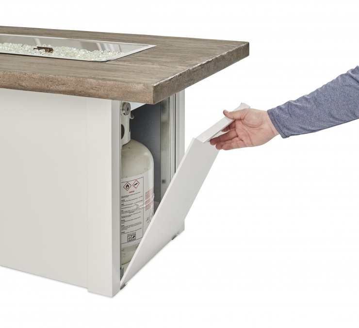 Driftwood Havenwood Gas Fire Pit Table with White Base – Steepleton