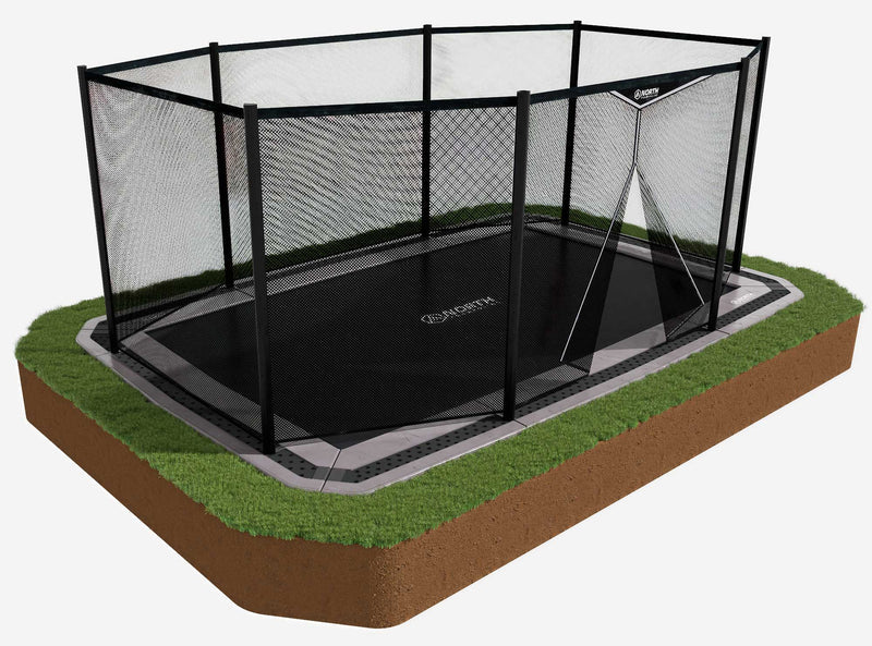 North In Ground Trampoline w/ Enclosure – Steepleton