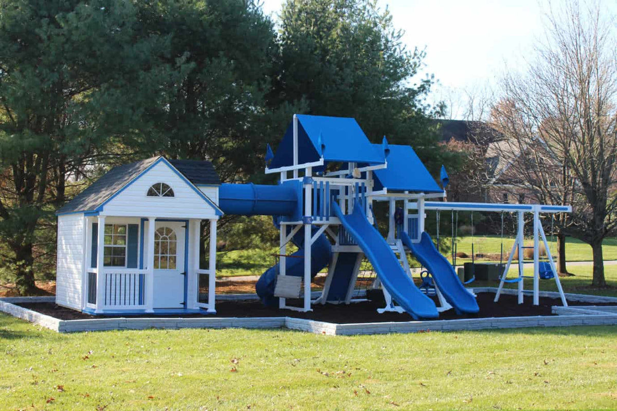 SK-60 Cottage Escape Vinyl Playset | Playhouse & Swing Combo – Steepleton