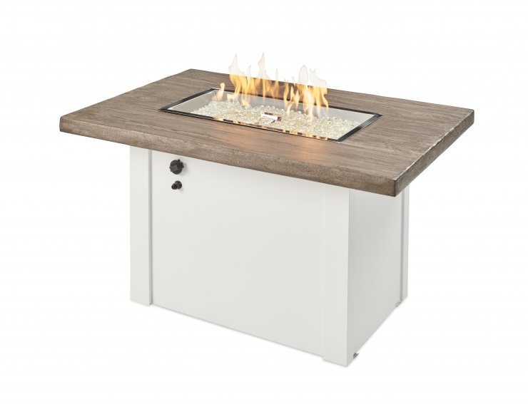 Driftwood Havenwood Gas Fire Pit Table with White Base – Steepleton